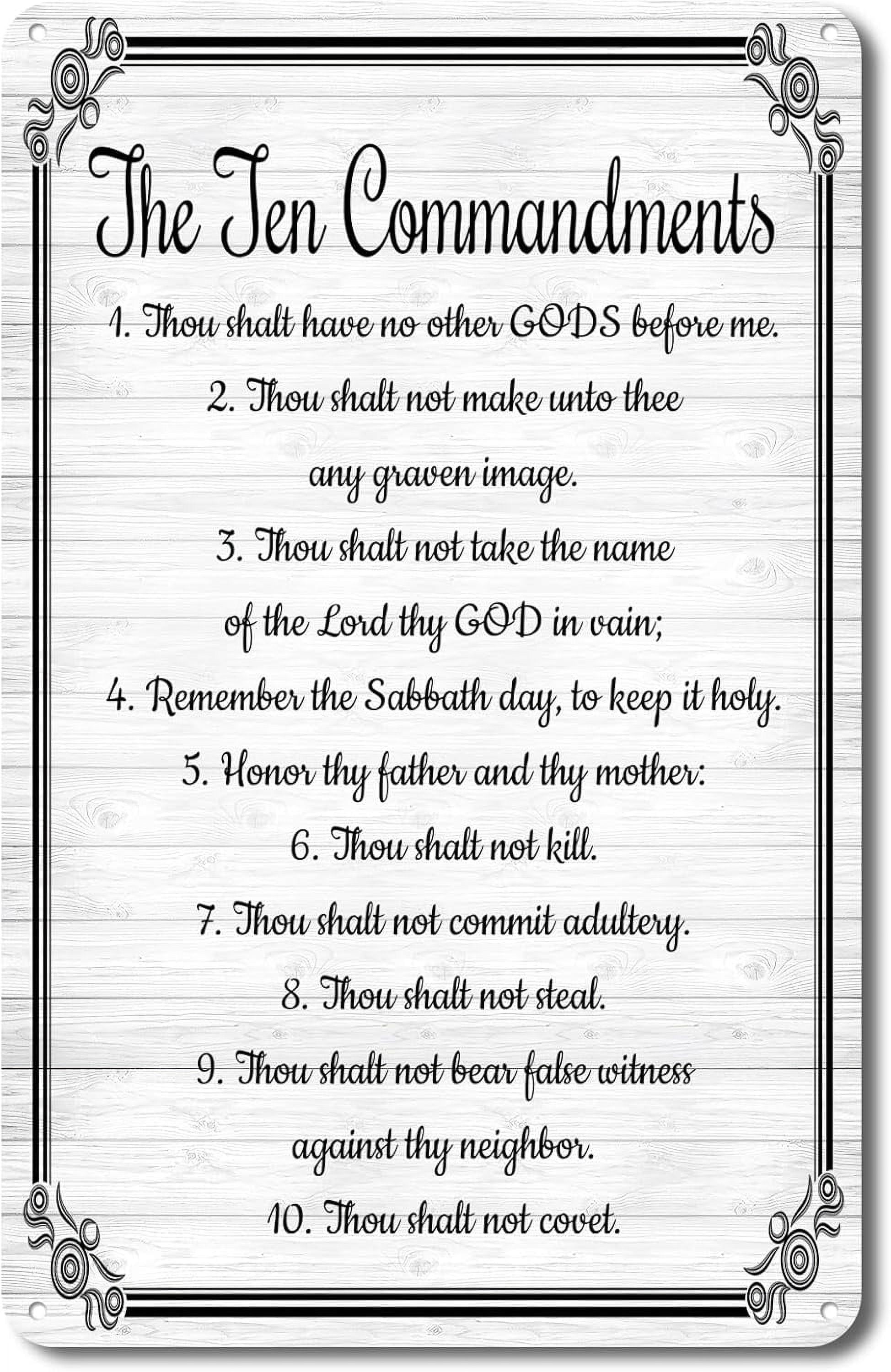 Ten Commandments - Religious Bible Verse Inspirational Wall Art, God ...