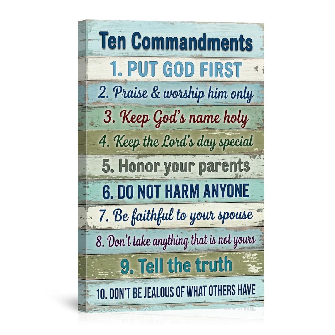 Ten Commandments Rustic Wooden Religious Christian For Home Church ...