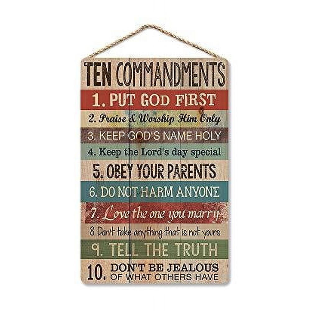Ten Commandments - Sign Decor Home Wall for Indoor & Outdoor Size: 16 x ...