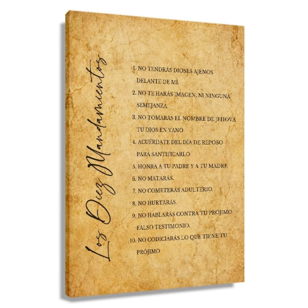 Ten Commandments Spanish Bible Verse Wall Art Vintage Posters Exodus 20 ...