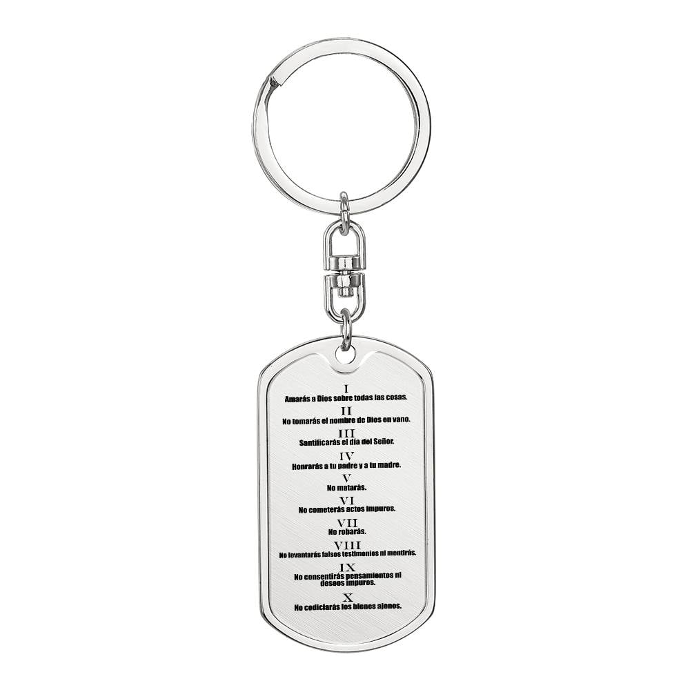 Ten Commandments Spanish Diez Mandamientos Bible Keychain Stainless ...