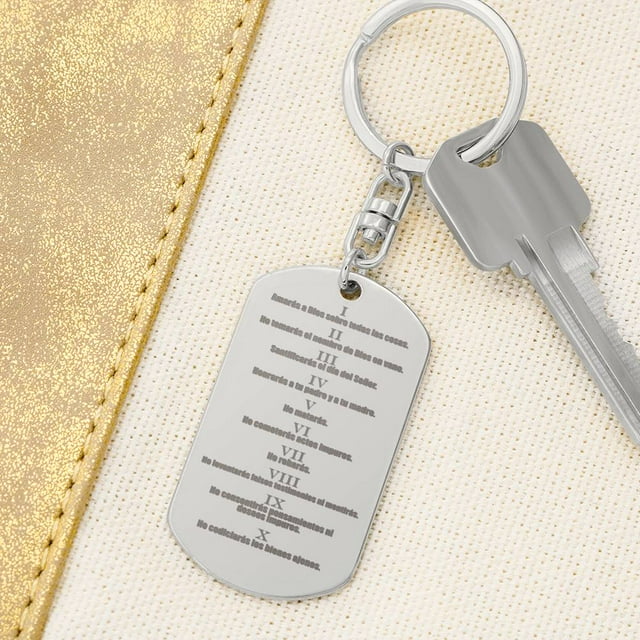 Ten Commandments Spanish Diez Mandamientos Engraved Dog Tag Bible ...