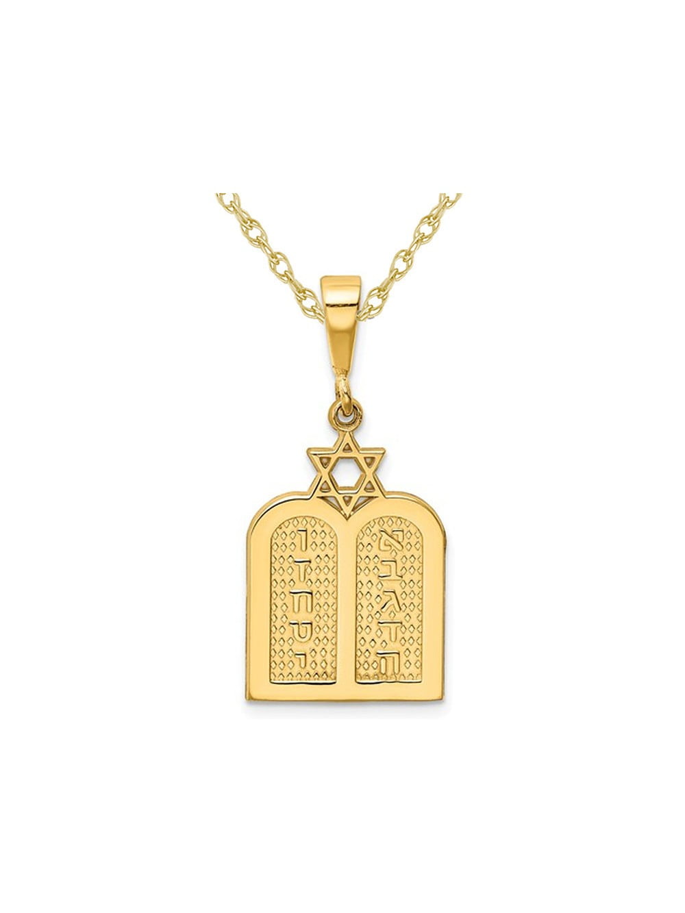 Ten Commandments & Star of David Pendant Necklace Charm in 14K Yellow ...