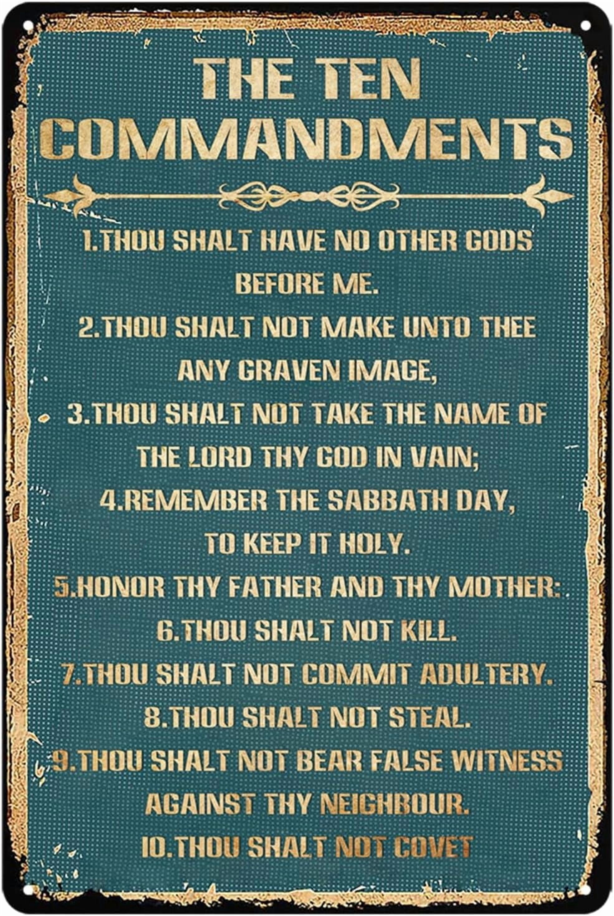 Ten Commandments Tin Wall Sign Inspirational Metal Decoration 12 x 8 ...