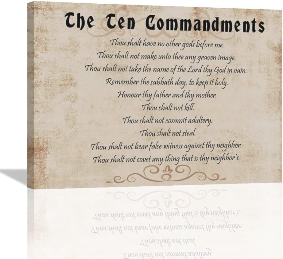 Ten Commandments Wall Art 10 Commandments Canvas Pictures Wall Decor ...