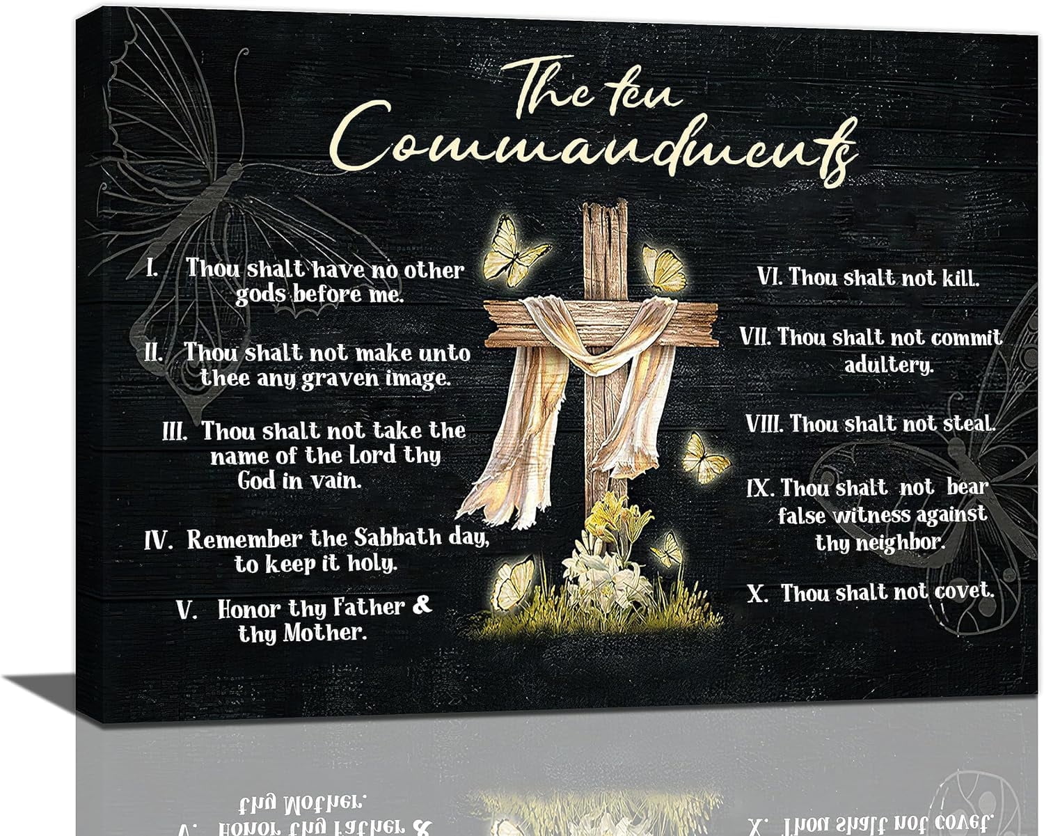 The Ten Commandments Wall Art 10 Commandments Cross Butterfly Bible ...