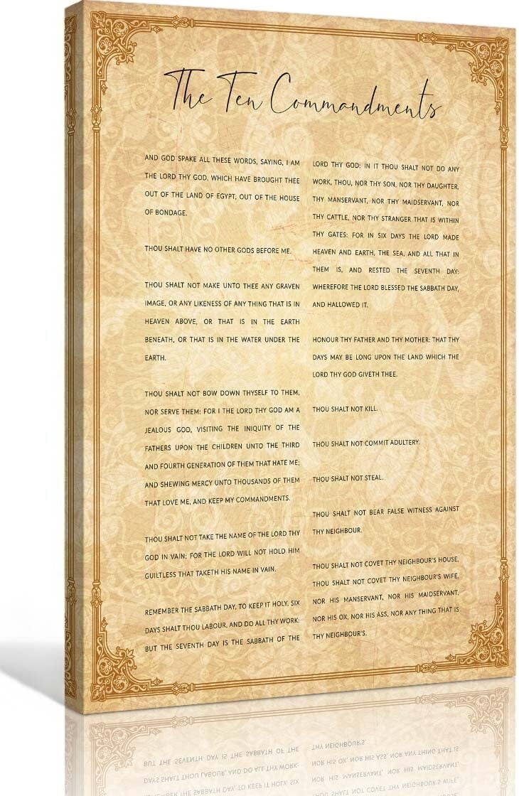 Ten Commandments Wall Art Exodus 20 1-17 Bible Verse Wall Art Vintage ...