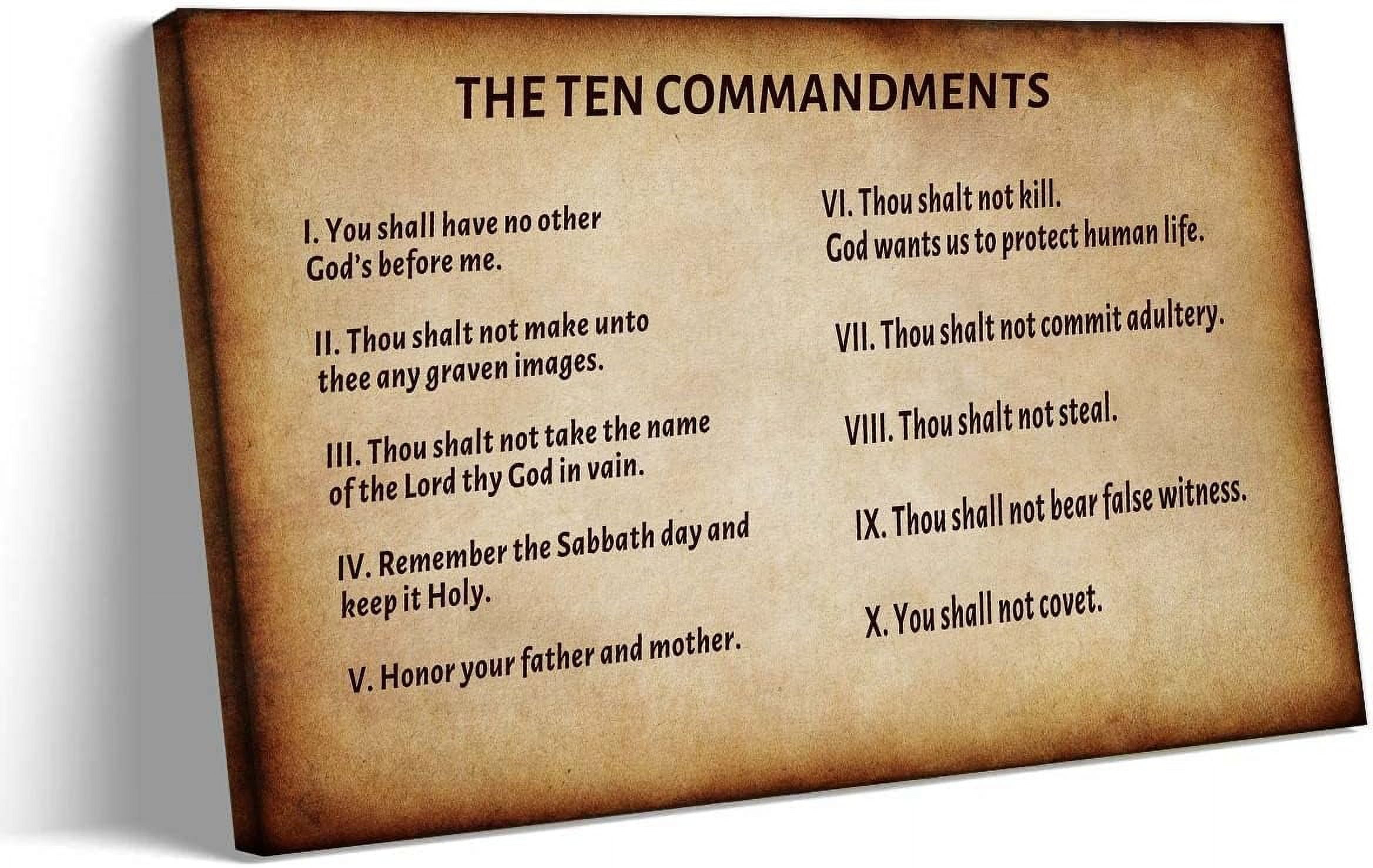 Ten Commandments Wall Art Framed Prayer Poster Vintage Ten Commandments ...