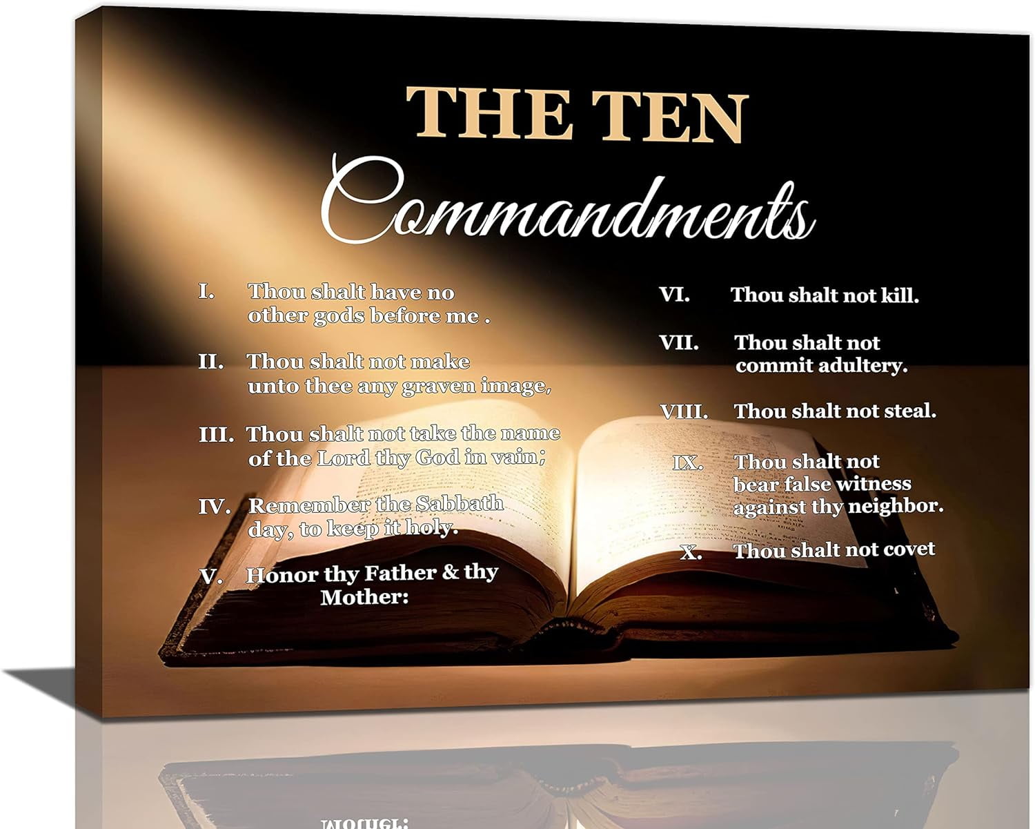 Ten Commandments Wall Art Vintage Scripture 10 Commandments Pictures ...