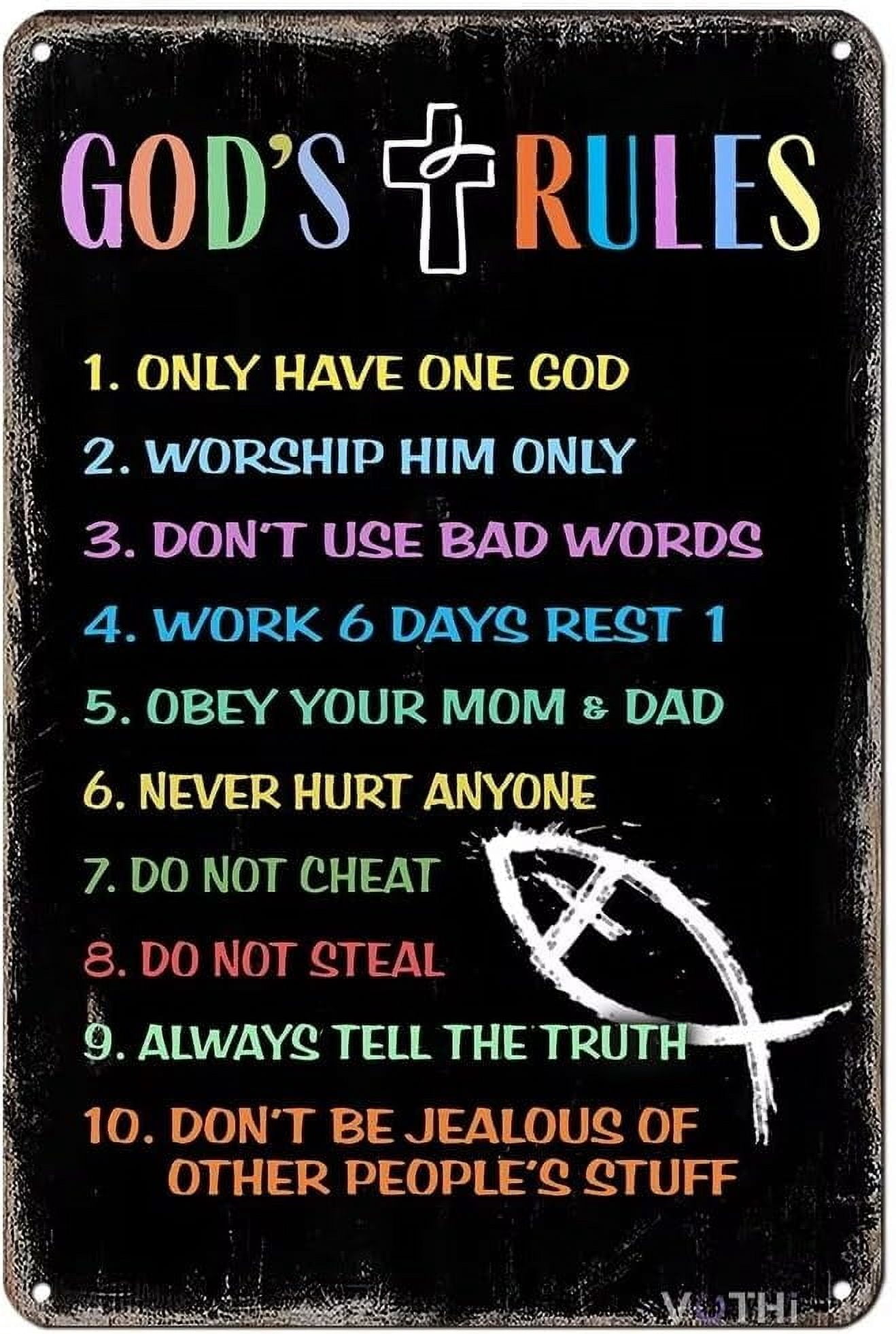 Ten Commandments Wall Decor,Room Decor for Boys,Girls Bedroom,Religious ...
