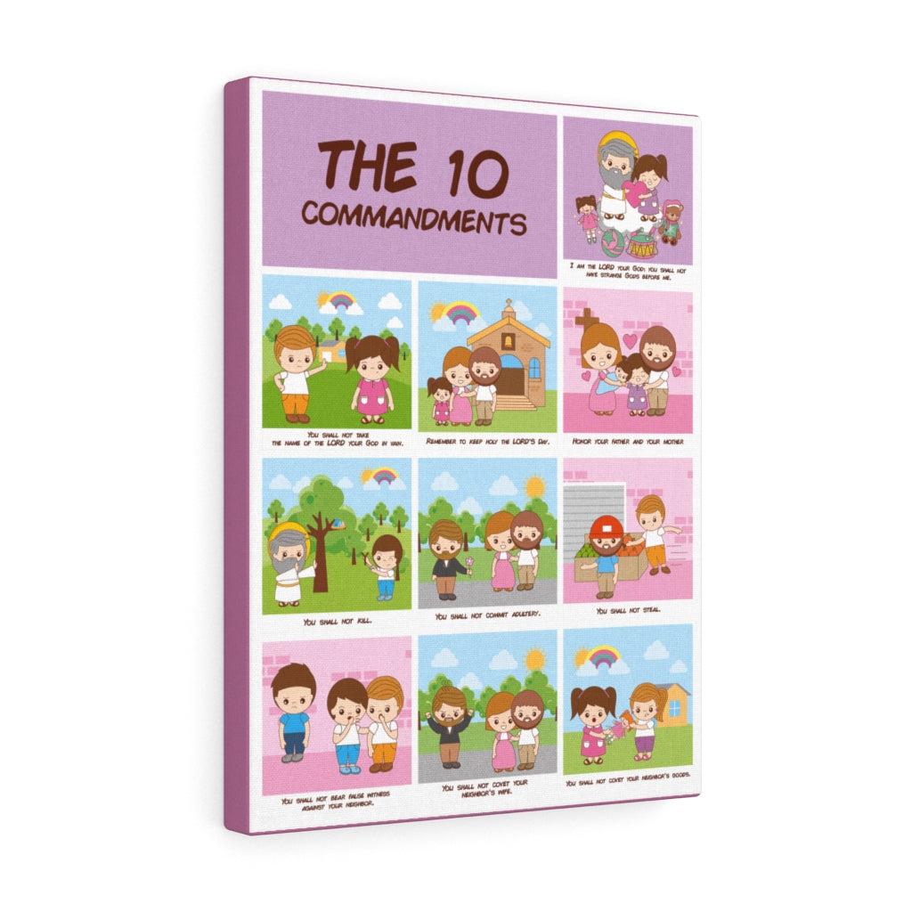 Ten Commandments Wall Decor for Home School Bible Canvas for Church ...
