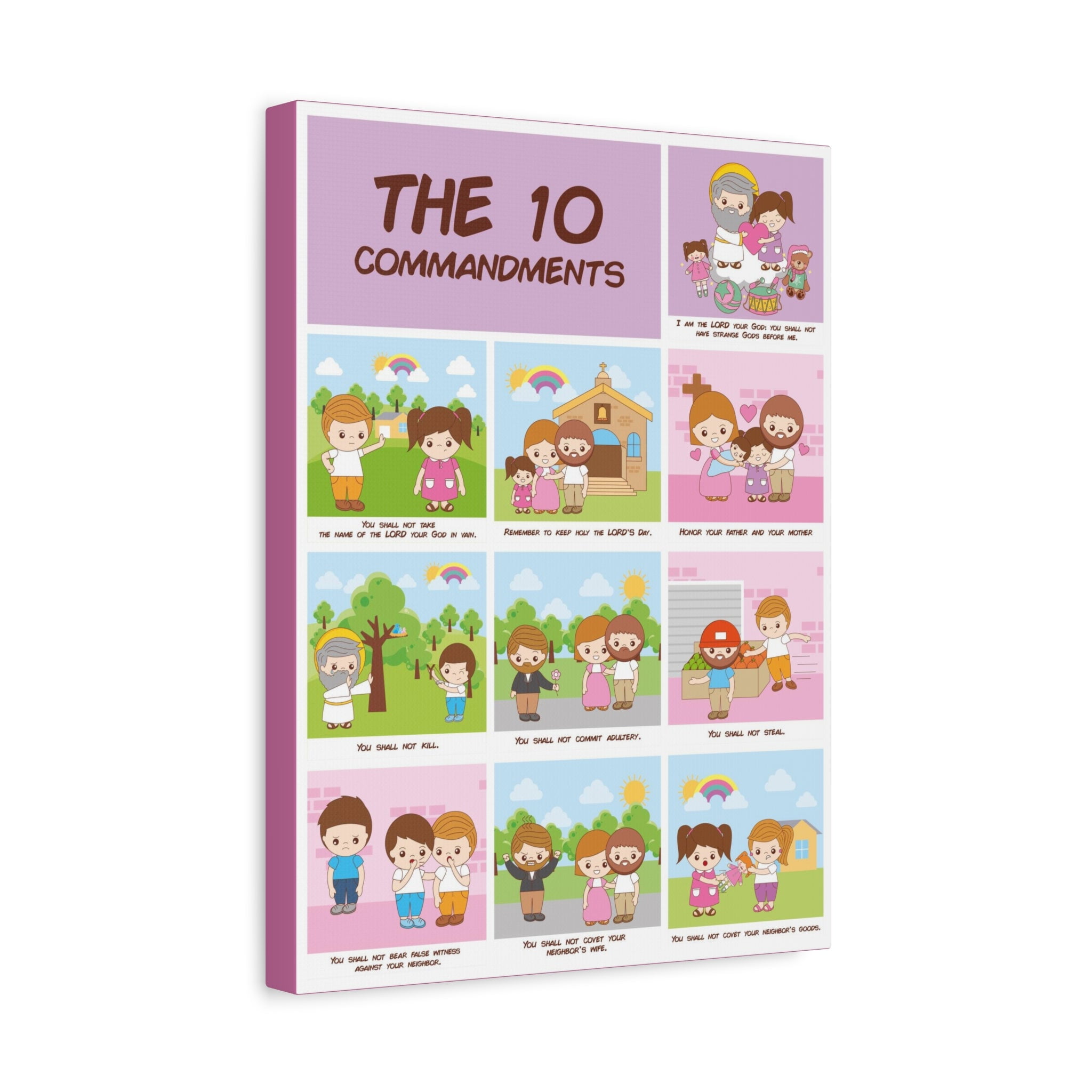 Ten Commandments Wall Decor for Kids Bible Canvas for Church, Classroom ...