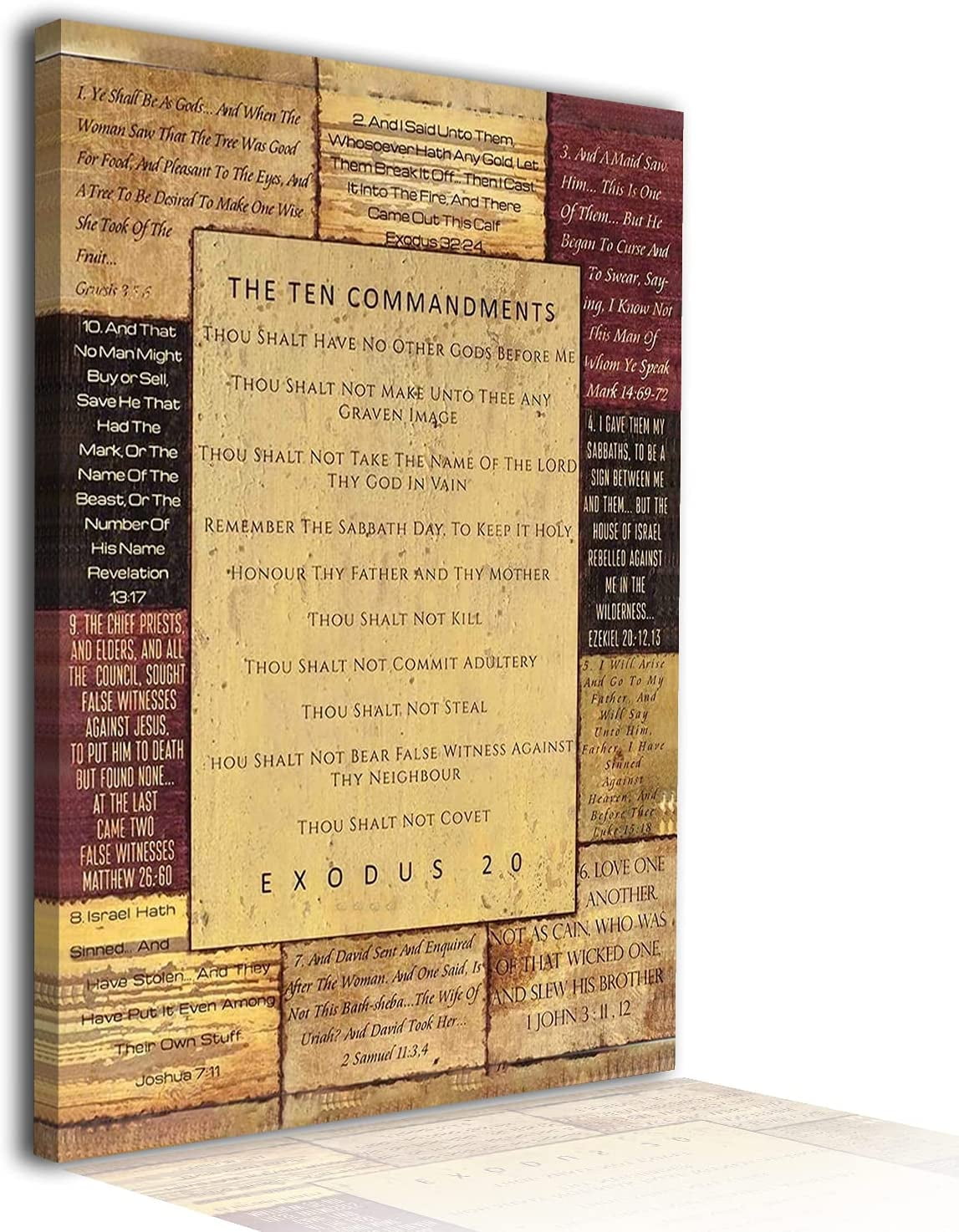 The Ten Commandments Wall Dercor Inspirational Canvas Wall Art for ...