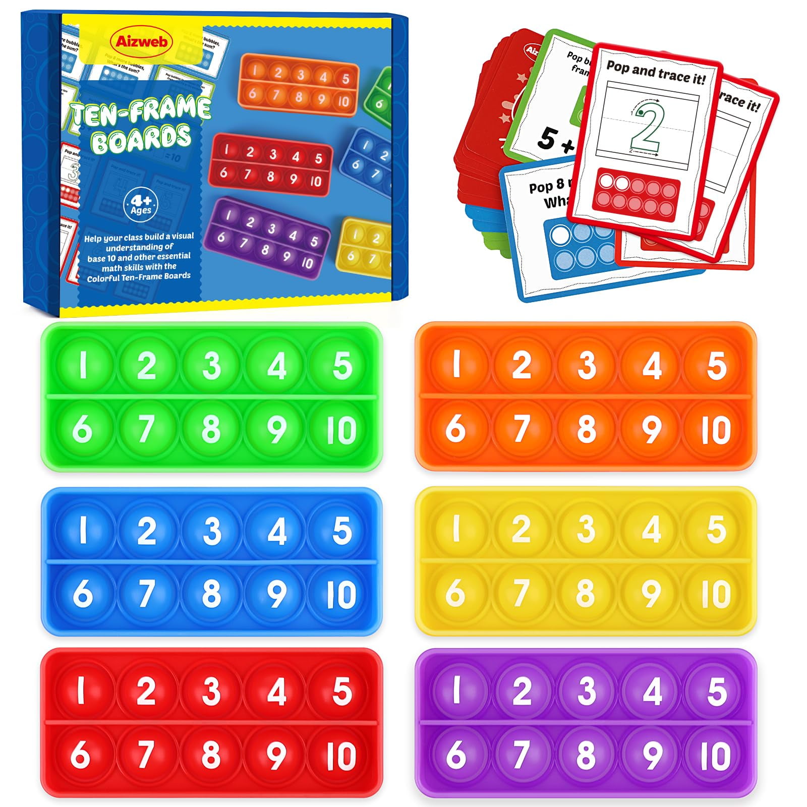 Ten-Frame Math Manipulative For Elementary,Counting Number Math Games ...