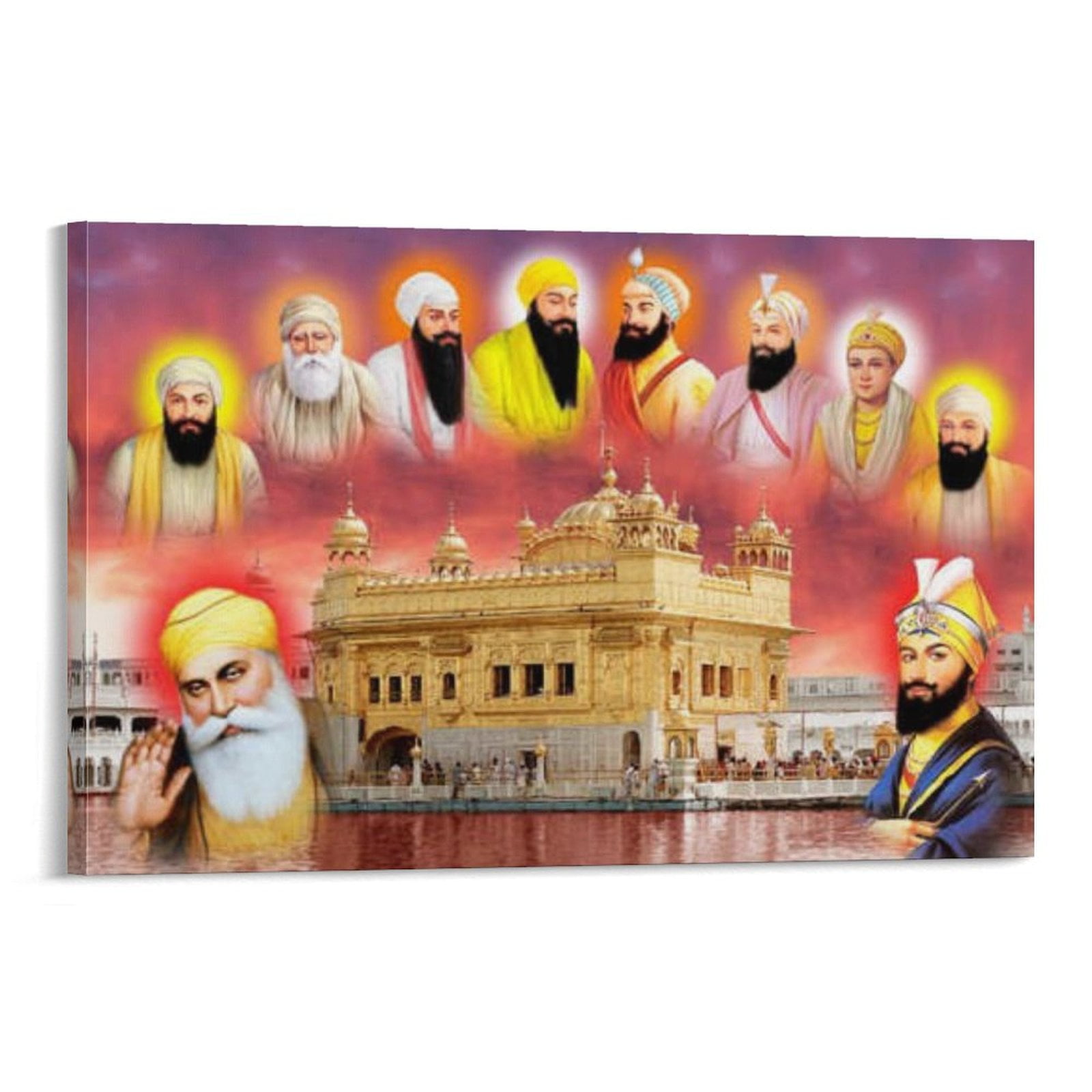 Ten Gurus Guru Nanak Dev Ji with Gobind Singh Posters Art Wall Art Poster Scroll Canvas Painting ...