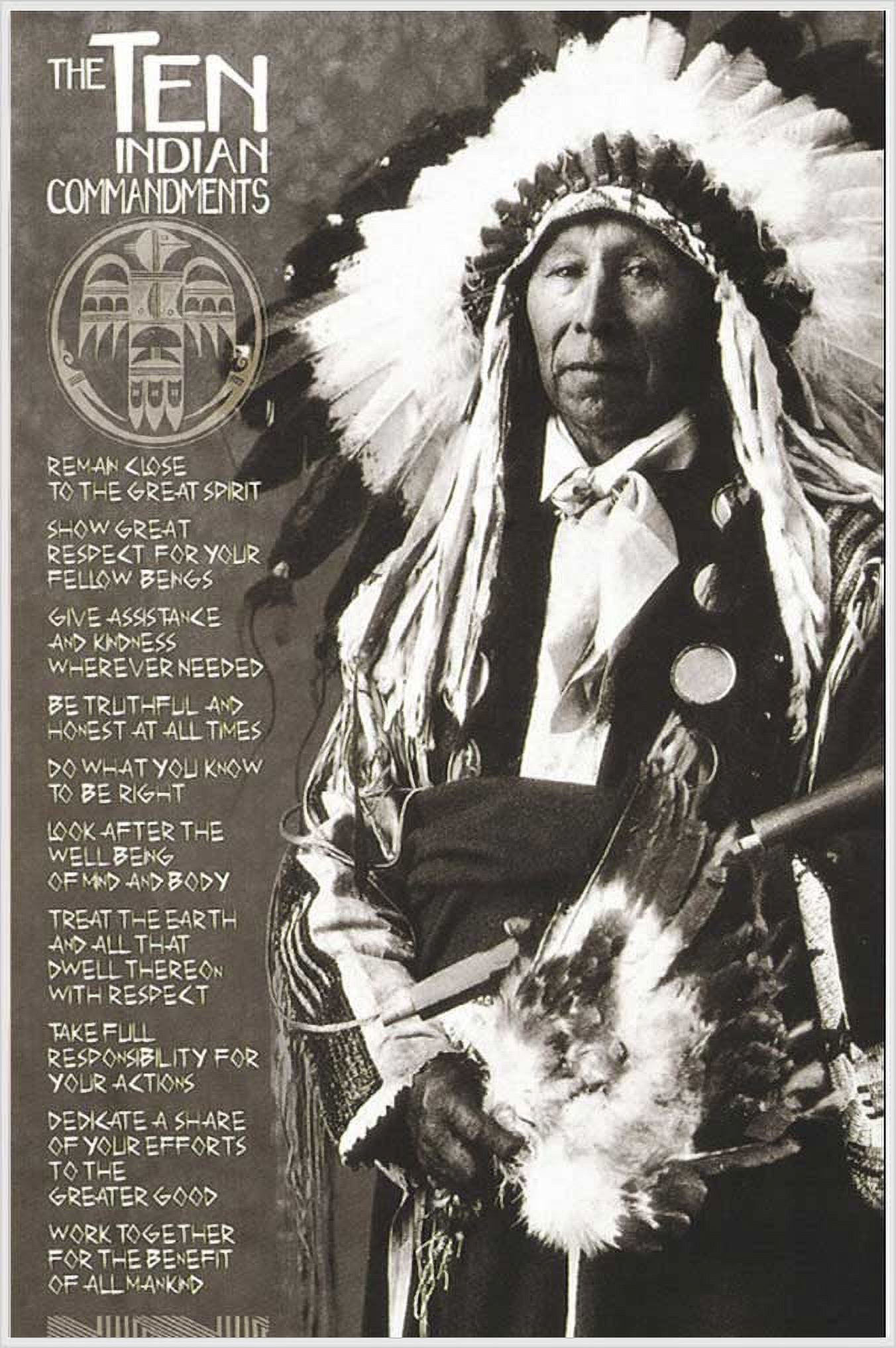 Ten Indian Commandments II Poster - 24.5in x 36.5in - Laminated ...