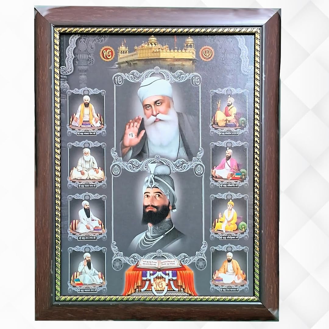 Ten Sikh Guru and Guru Granth Sahib Ji With Golden Temple Hd Printed ...