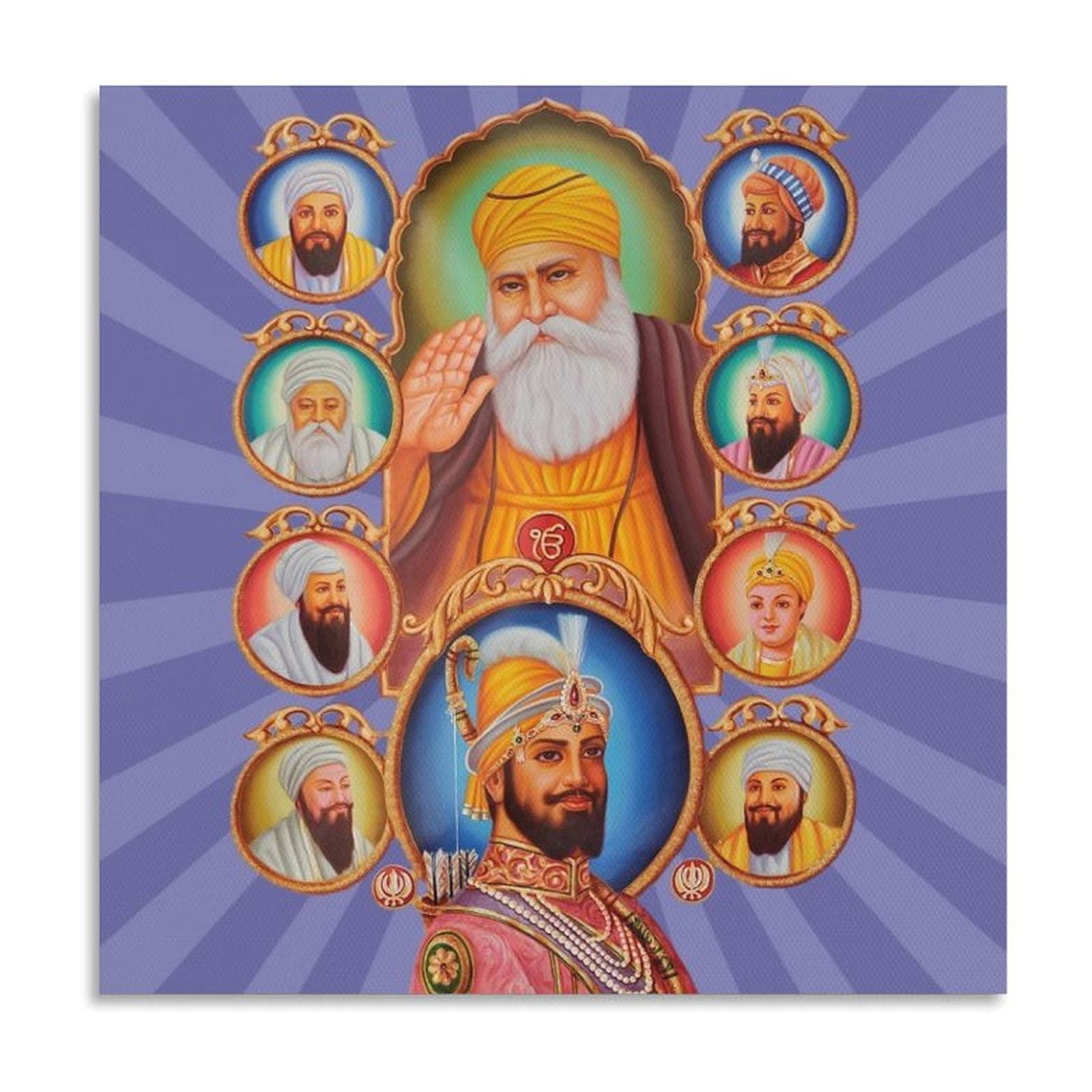 Ten Sikh Gurus Guru Nanak Dev Ji with Gobind Singh Poster Wall Art Poster Gifts Bedroom Prints ...