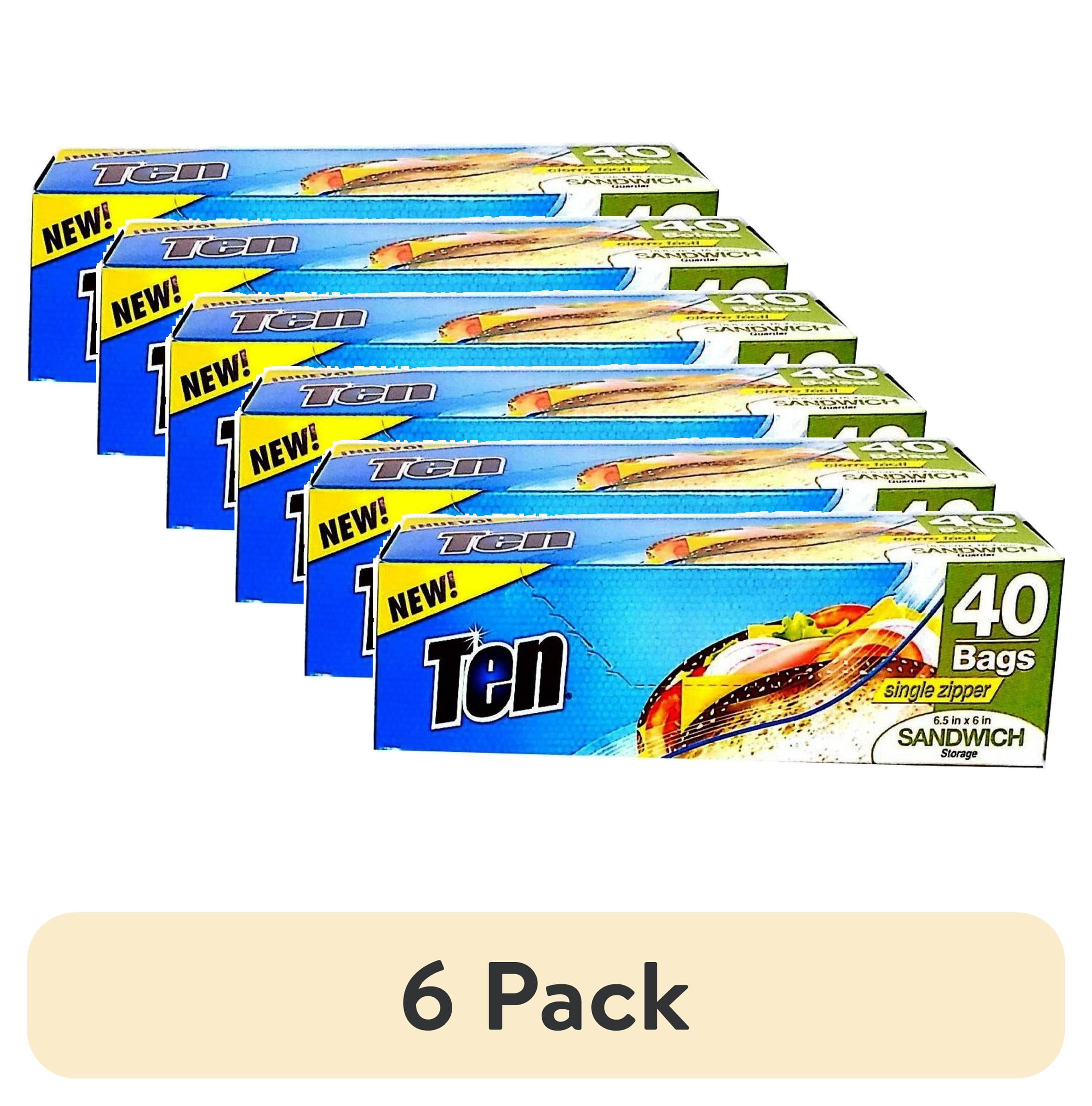 (6 pack) Ten Storage Bags Sandwich 40 Bags 6.5 in x 6 in Manufactured ...