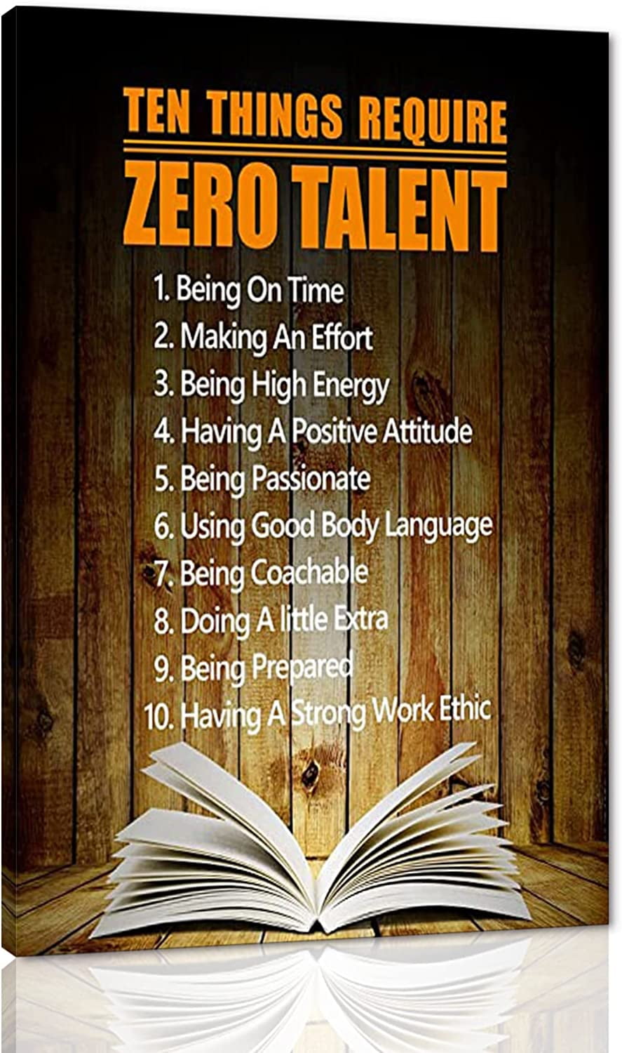 Ten Things Require Zero Talent Inspirational Office Canvas Paintings Wall Art Motivational ...