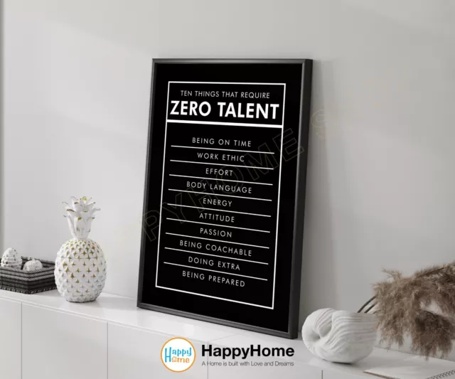 Ten Things That Require Zero Talent Motivational Inspirational Print Art - P758 NO FRAMED POSTER ...
