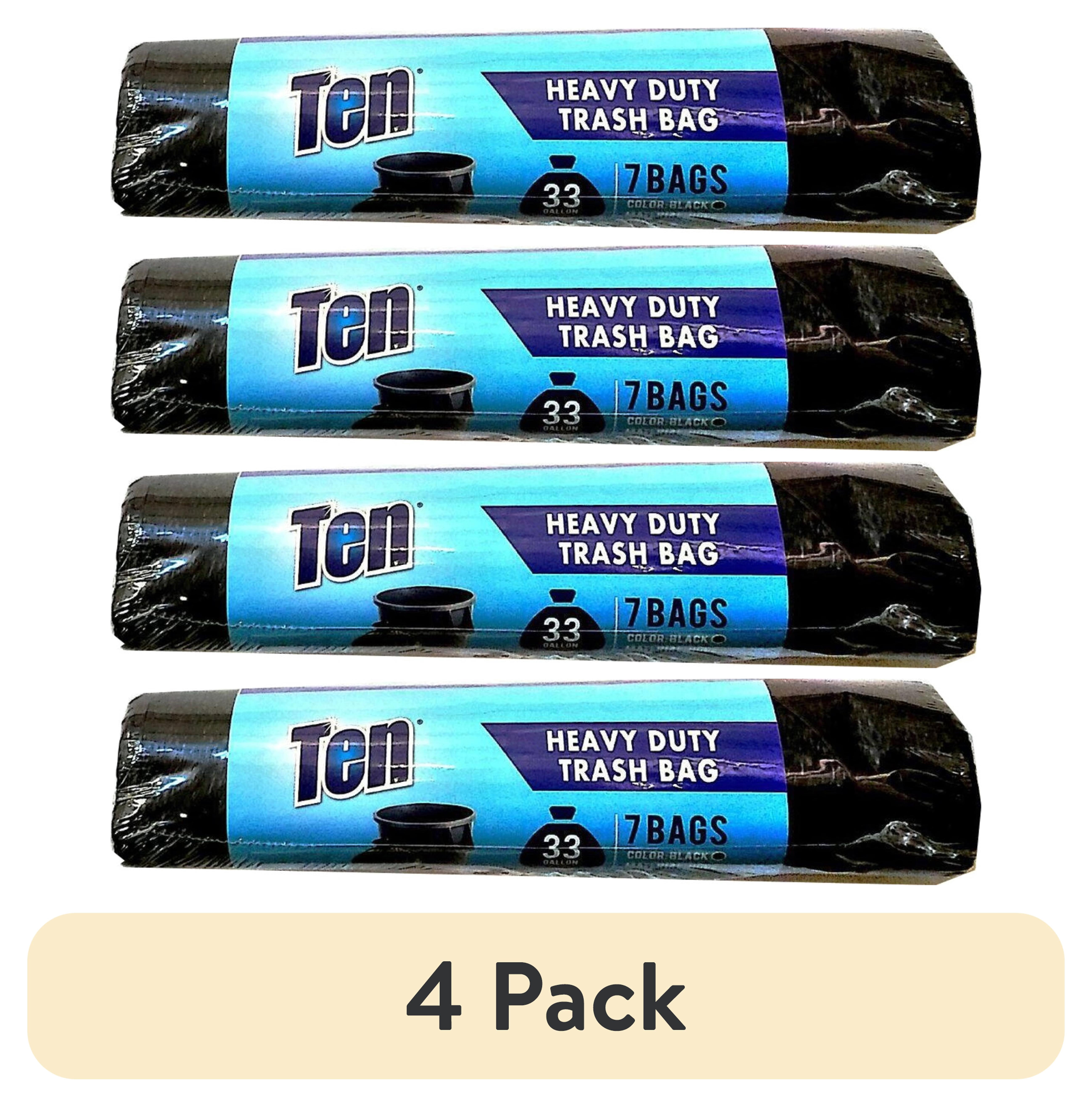 (4 pack) Ten Trash Bags Heavy Duty 33 Gallons Roll Pack Color Black ...