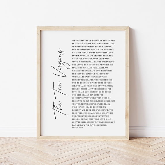 Ten Virgins Parable Bible Story For Sunday School Wall Art Scripture ...