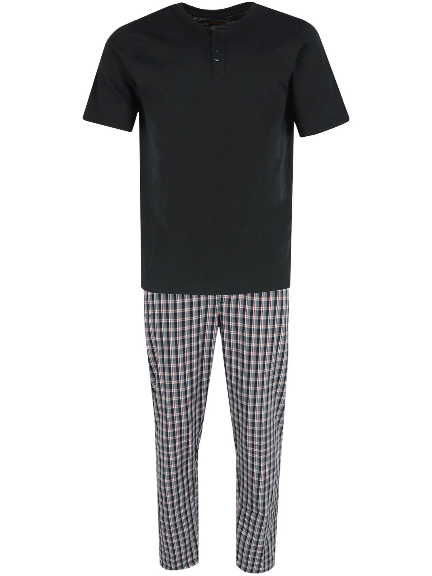 Ten West Apparel Henley Short Sleeve and Plaid Pajama Pant Set (Men ...