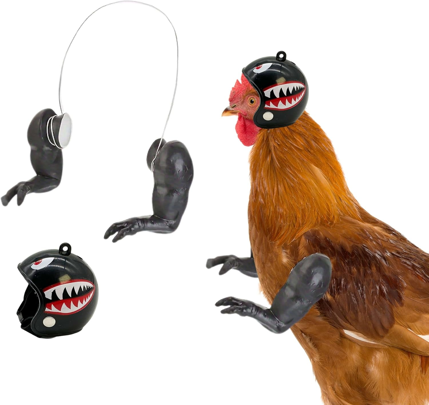 Ten chicken hands and helmets, chicken arms, helmet hats and ...