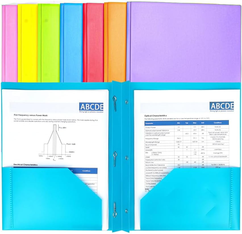 TenKen 3 Prong Folder with Pockets Pastel Color Office Cabinet ...