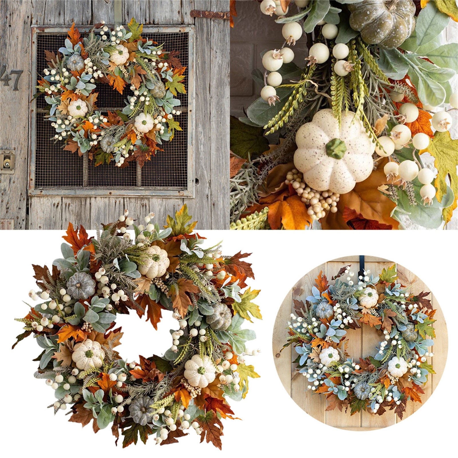 TenKen Clearance Fall Pumpkin Wreath Fall Year Round Wreath For Front ...