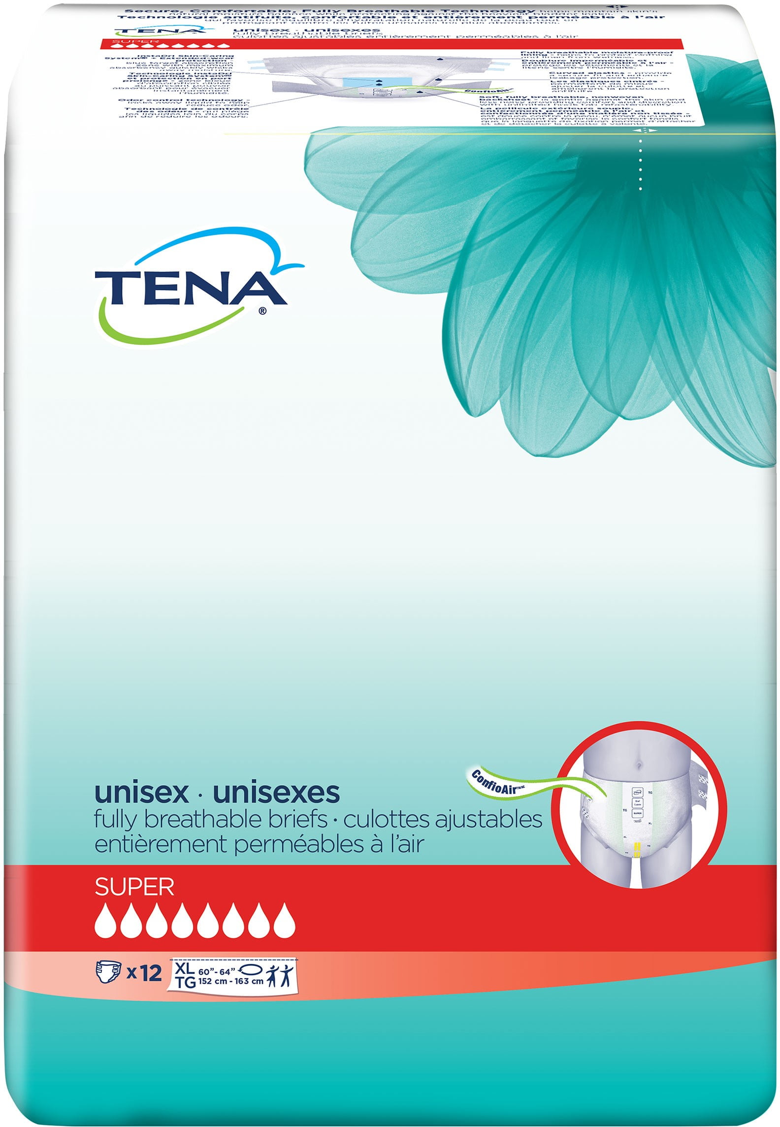 Tena Incontinence Briefs, Uni-Sex Fit, Super Absorbency, Xlarge, 12 ...
