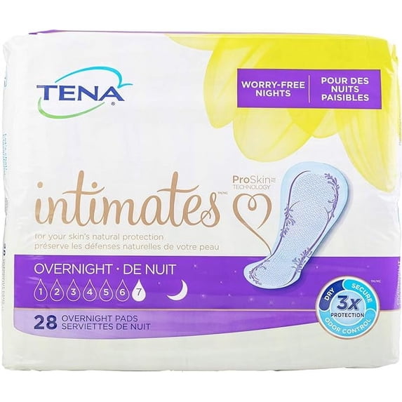 Tena Incontinence Overnight Absorbency Pads For Woman, Long, 28 Ea ...