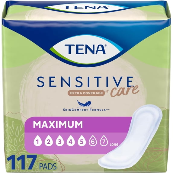Tena Women's Incontinence Pads, Max Absorbency, Long, Sensitive Care ...