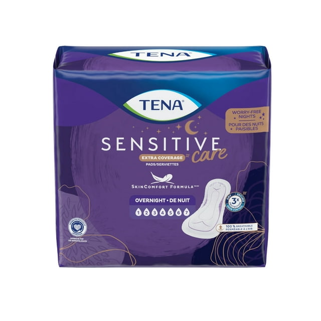 Tena Incontinence Pads, Bladder Control & Postpartum for Women, Overnight Absorbency, Sensitive ...