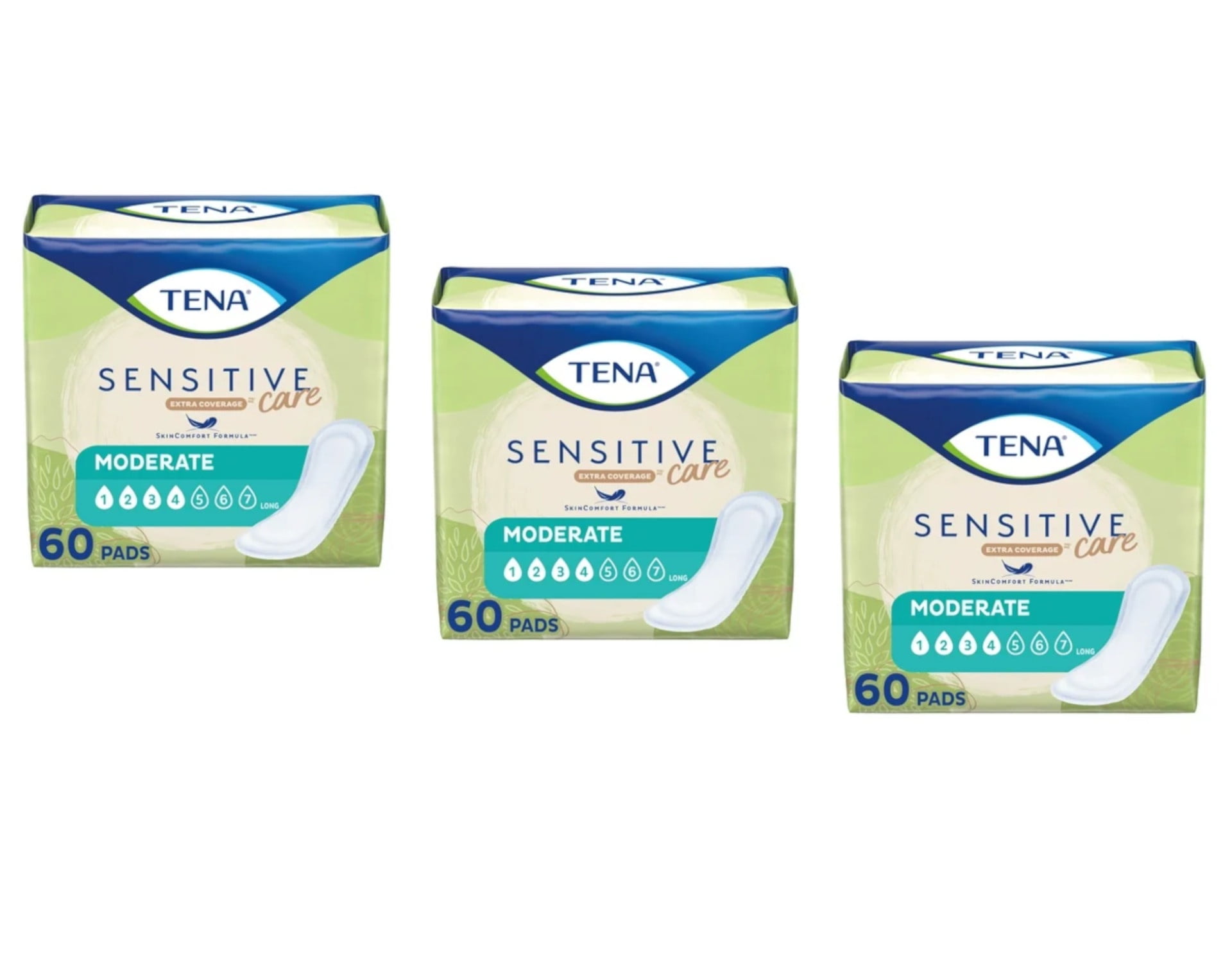 Tena Incontinence Pads for Women, Moderate, Long, 60 Count , Pack of 3 ...