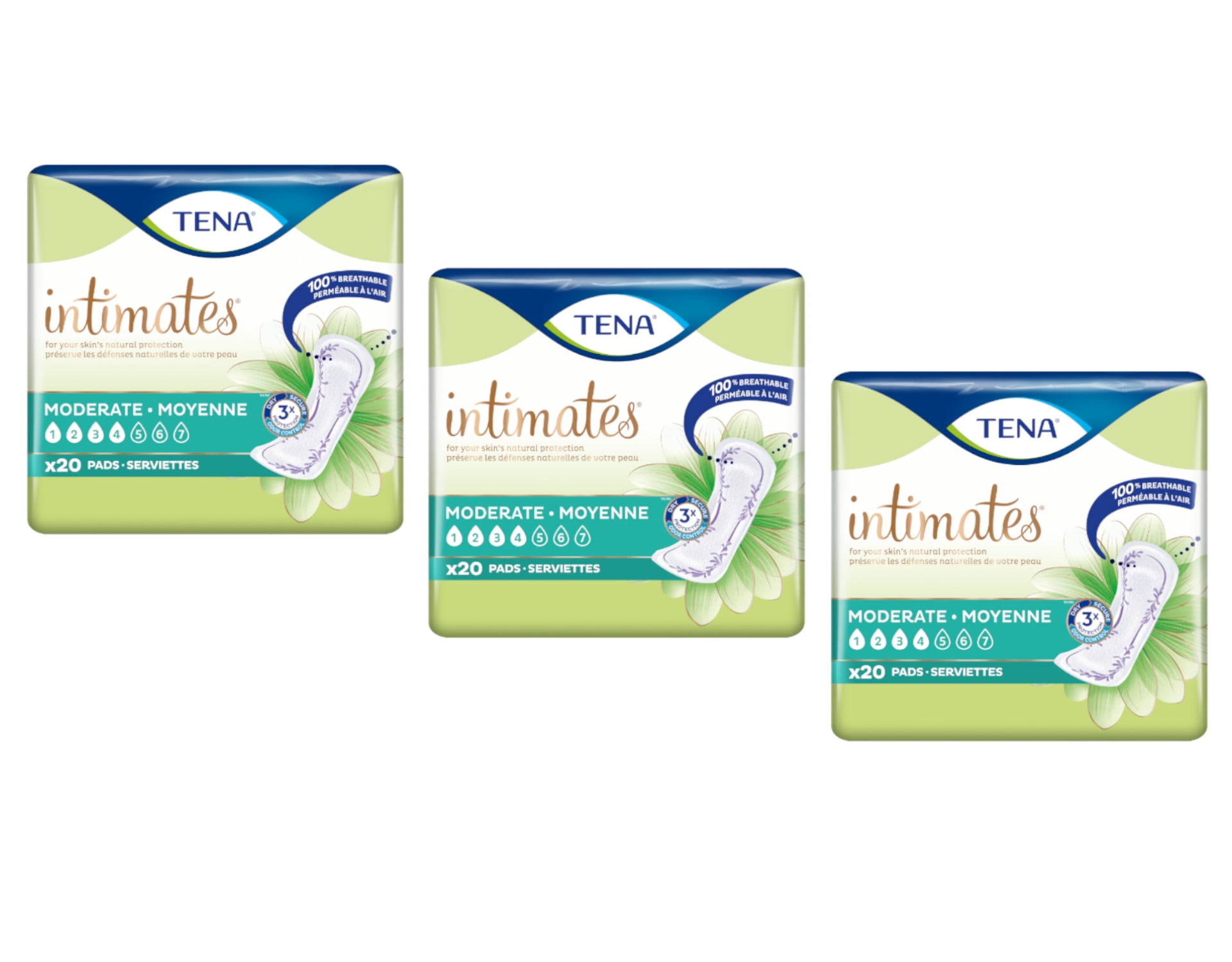 Tena Intimates Moderate Incontinence Pads, 20 Count - Pack of 3 ...