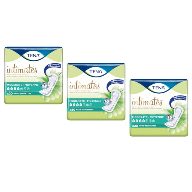 Tena Intimates Moderate Incontinence Pads, 20 Count - Pack of 3 ...