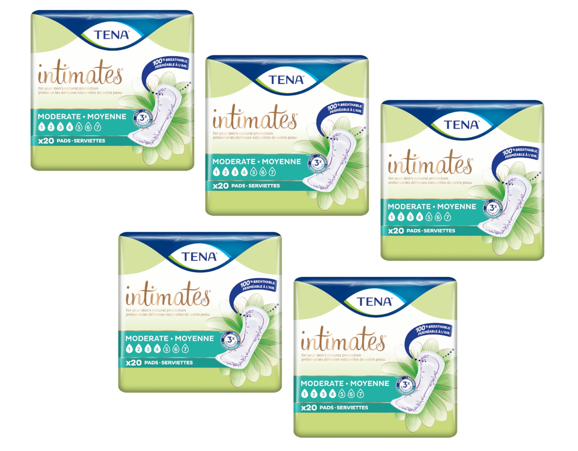 Tena Intimates Moderate Incontinence Pads, 20 Count - Pack of 5 ...