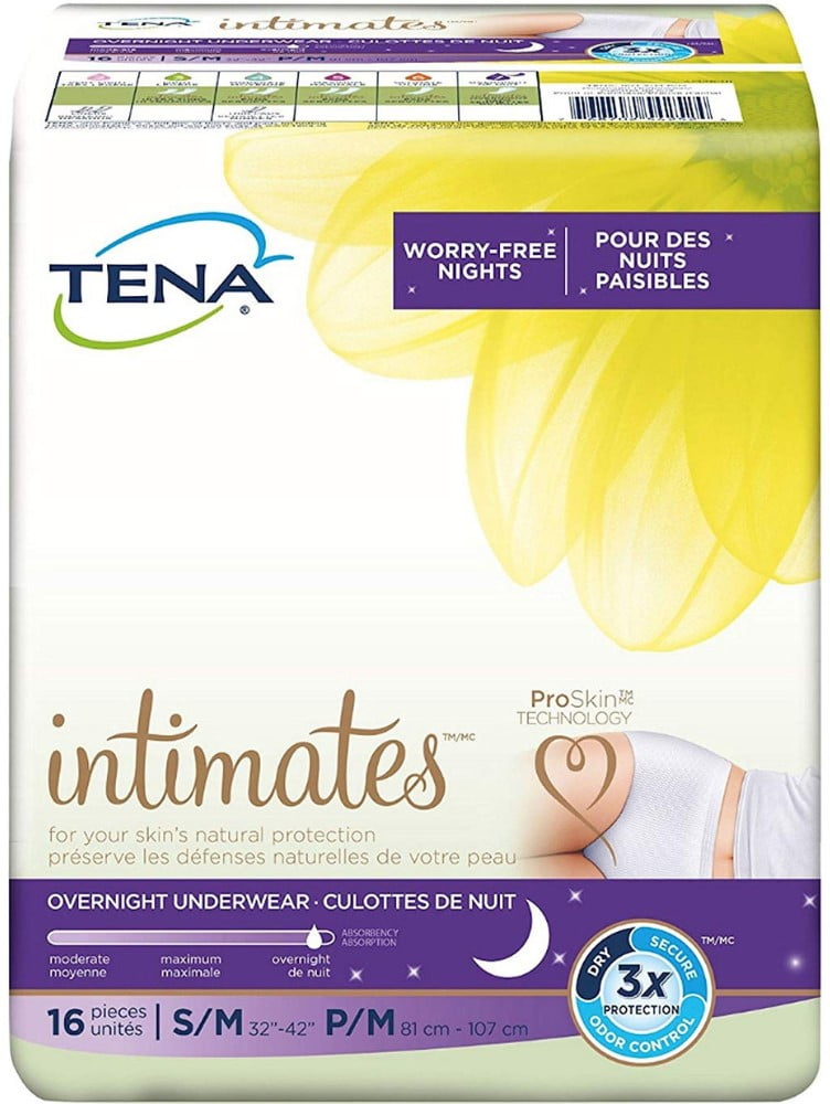 Tena Medium Overnight Incontinence Underwear for Women, 2 Pack, 16 Each ...
