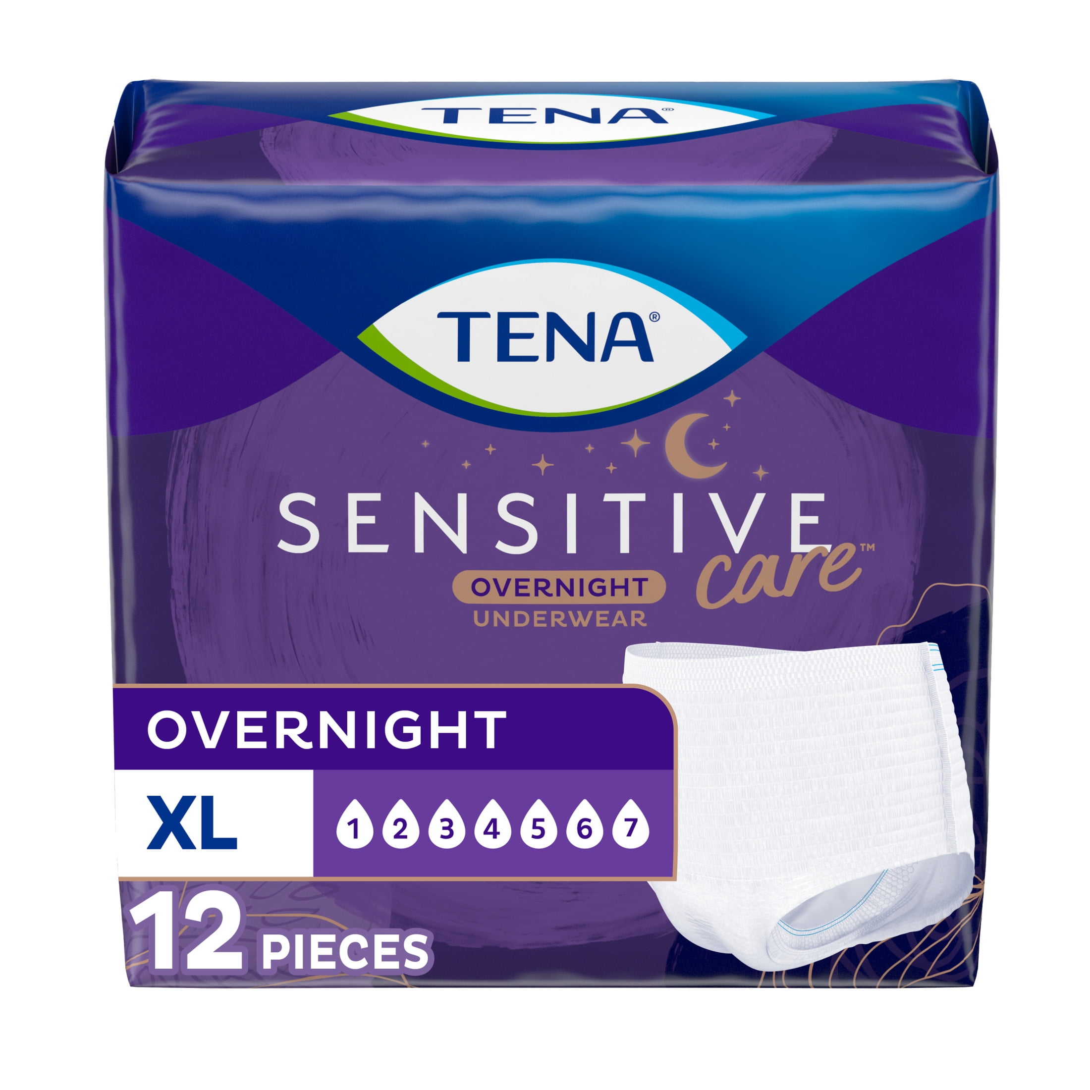 TENA Sensitive Care XLarge Overnight Incontinence Briefs, Extra Large ...