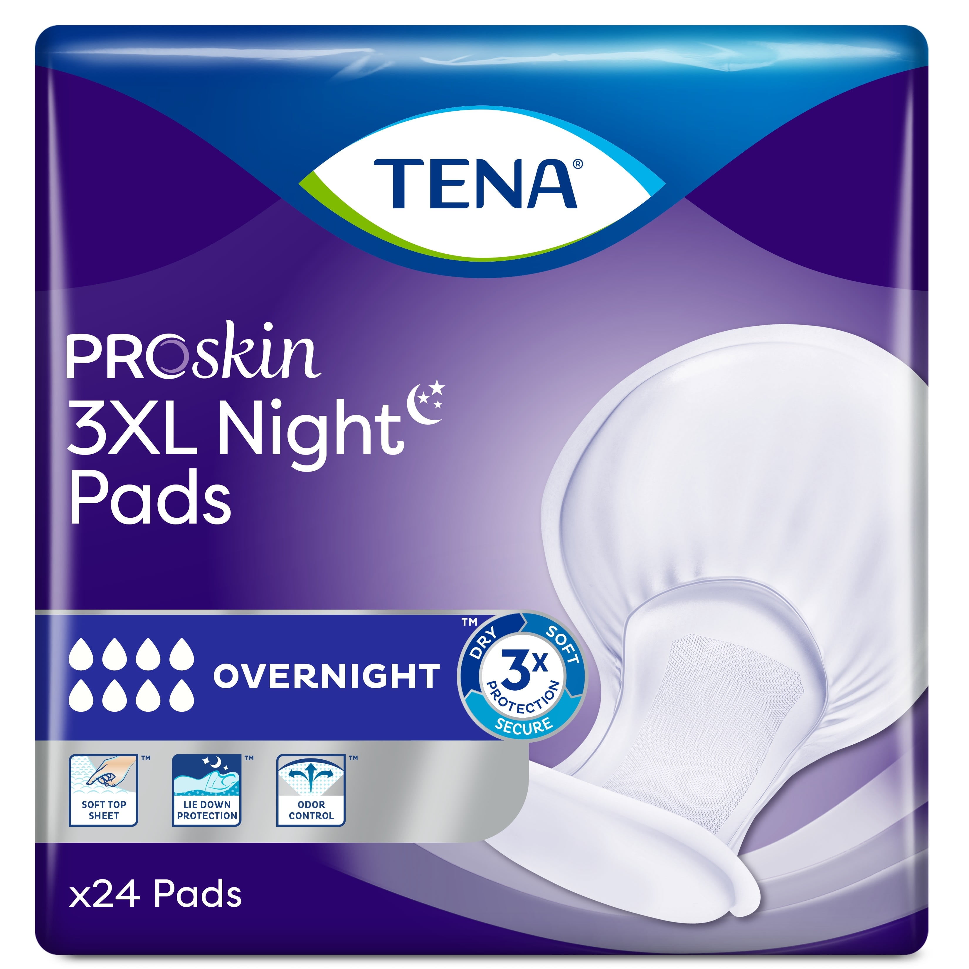 Tena ProSkin 3XL Extra Long Incontinence Pads with Maximum Coverage and ...