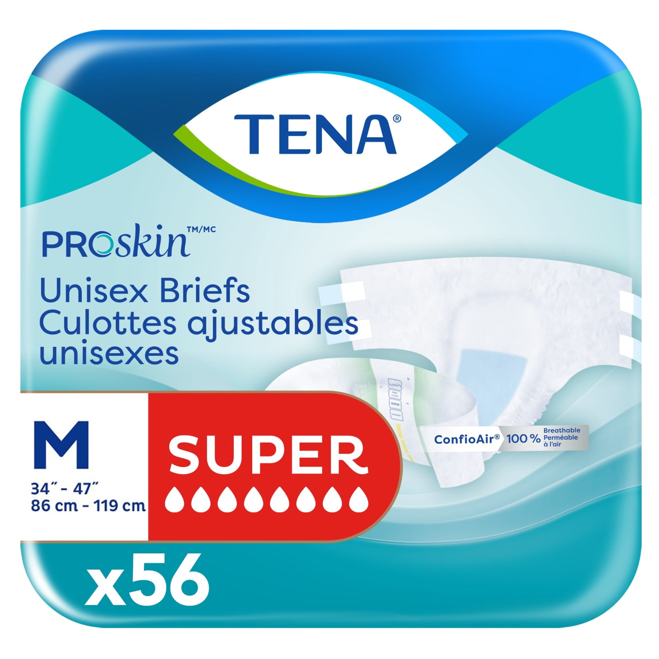 Tena ProSkin Unisex Adult Diapers, Maximum Absorbency, Medium, 56 Ct ...