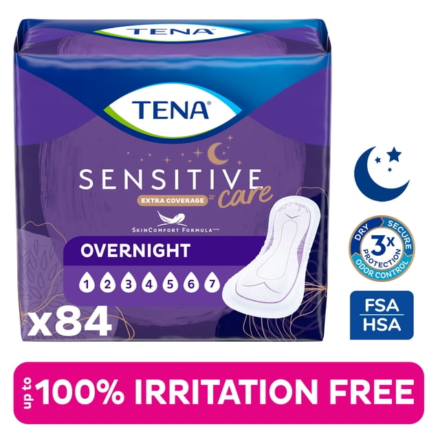 Tena Sensitive Care Extra Coverage Overnight Incontinence Pads for ...