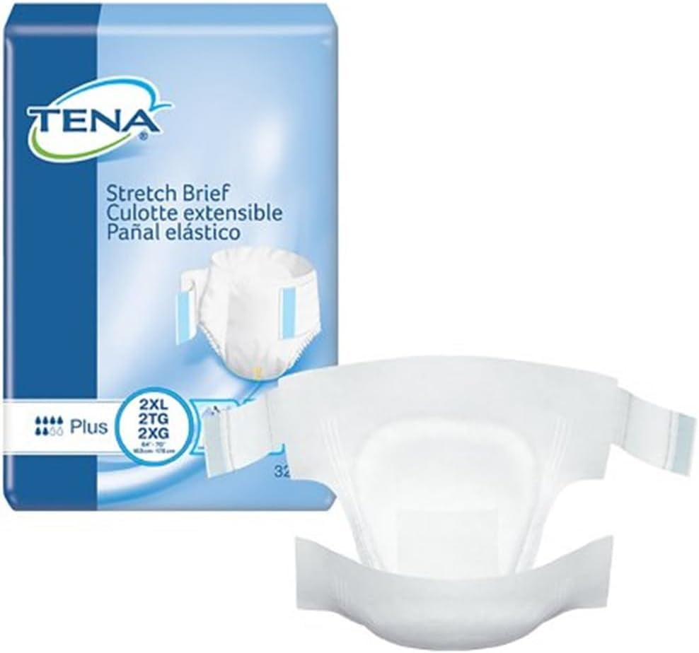 Tena Stretch Plus Adult Brief Tab Closure 2X-Large Disposable Moderate ...