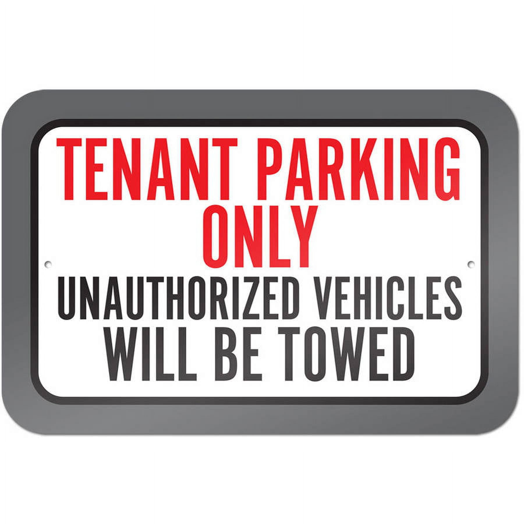 Tenant Parking Only Unauthorized Vehicles Will Be Towed Sign - Walmart.com