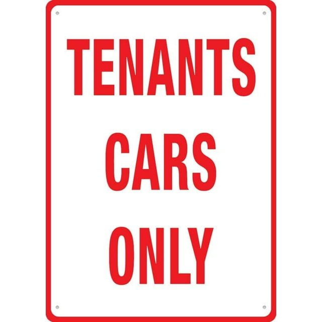 Tenants Cars Only Sign 8X12 Inch Rust Free Aluminum Easy To Read Sturdy ...