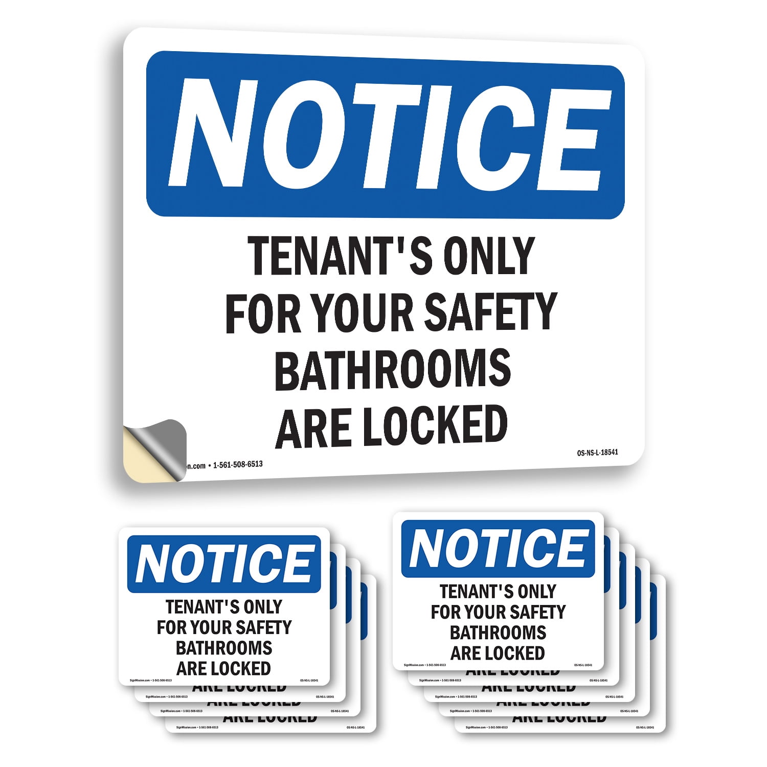 Tenants Only For Your Safety Bathrooms Are Locked OSHA Notice Vinyl ...