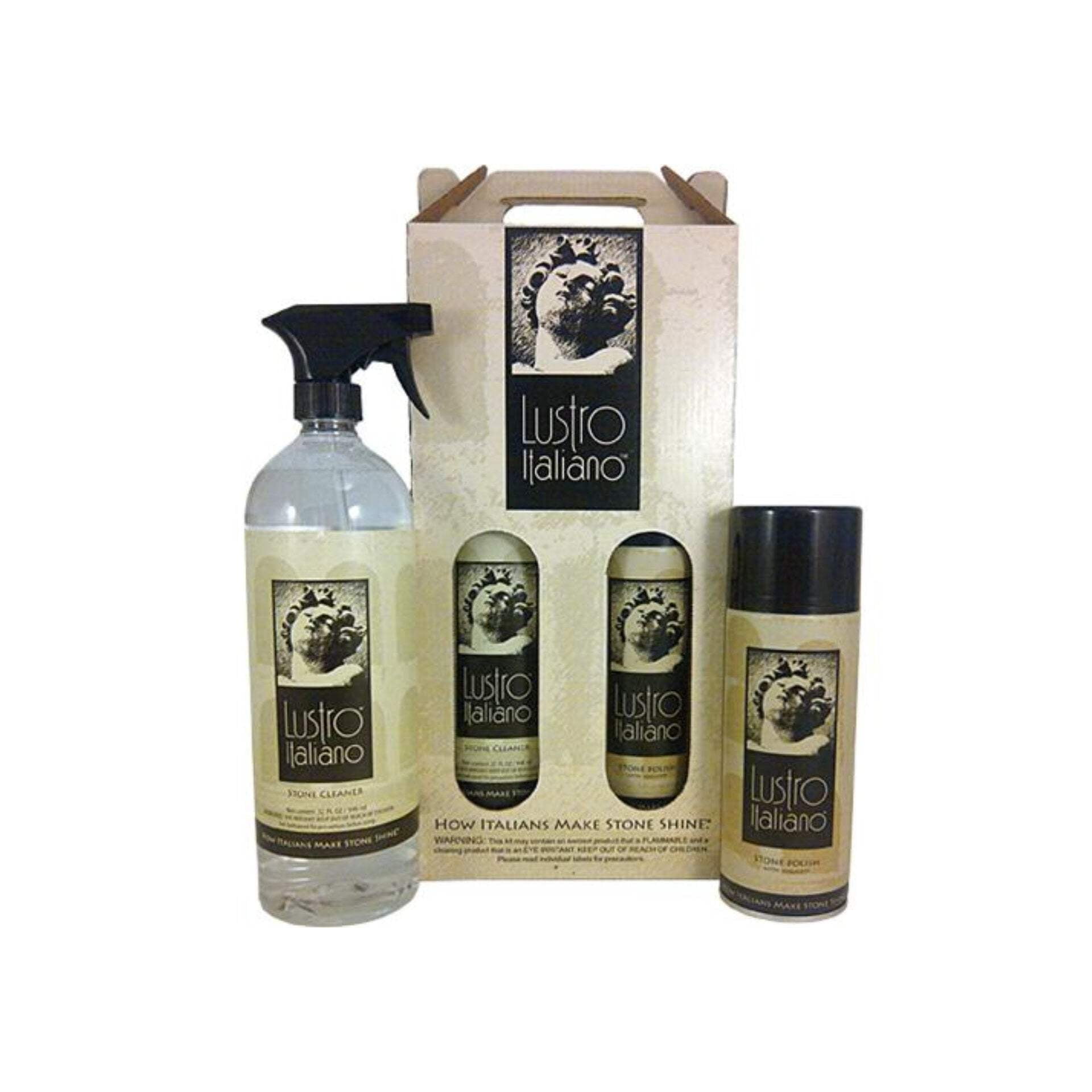 Tenax Lustro Italiano Stone Care Kit Granite Marble Cleaner with Polish ...