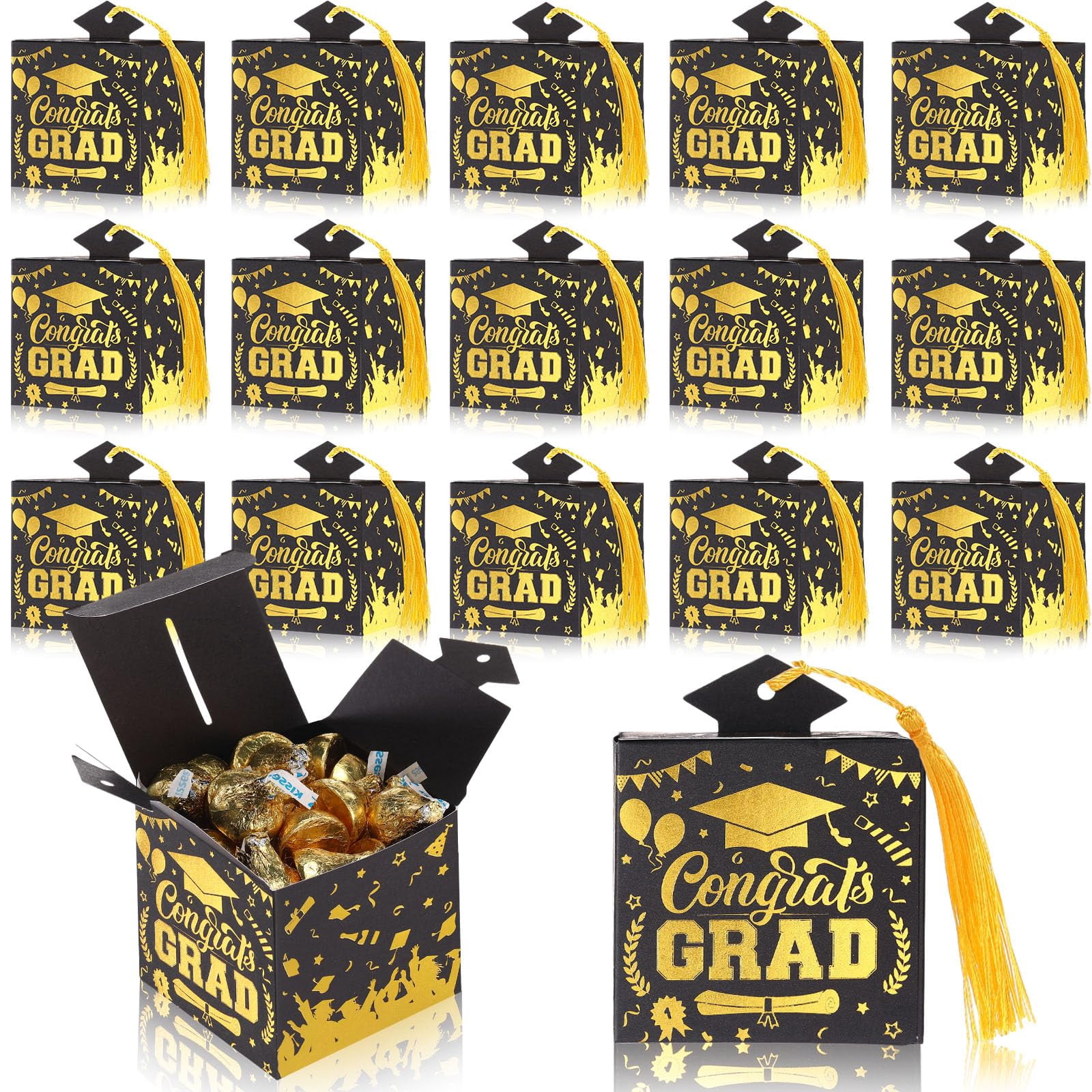 Tenceur 30 Pcs Graduation RRF12 Cap Gift Box 2025 Black and Gold ...